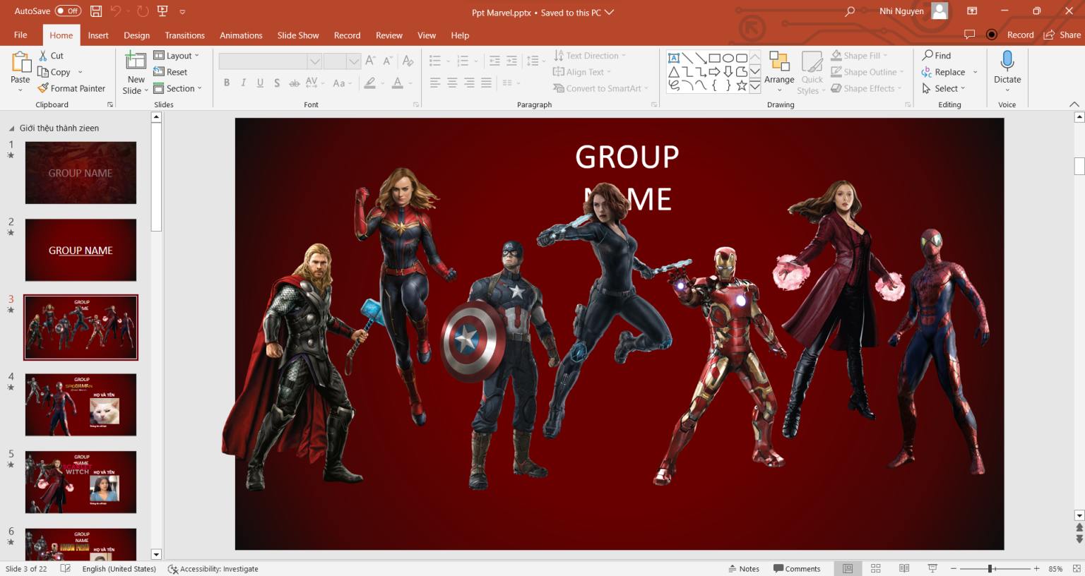 Mẫu PowerPoint chủ đề Marvel | FPT Arena Multimedia